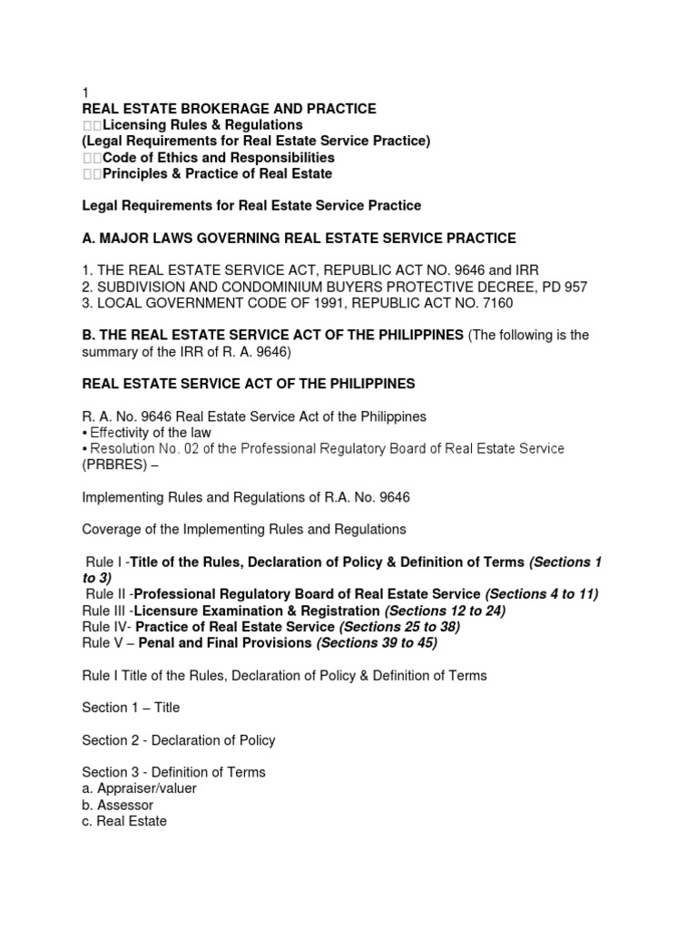 1 REB All Subjects 1 | PDF | Law Of Agency | Real Estate Appraisal