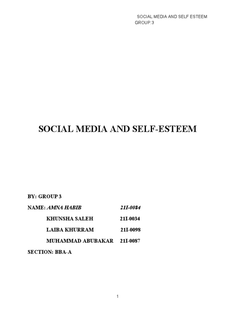 Group - 3 - BBA-A - Social Media and Self-Esteem | PDF | Self Esteem | Popular Culture & Media ...