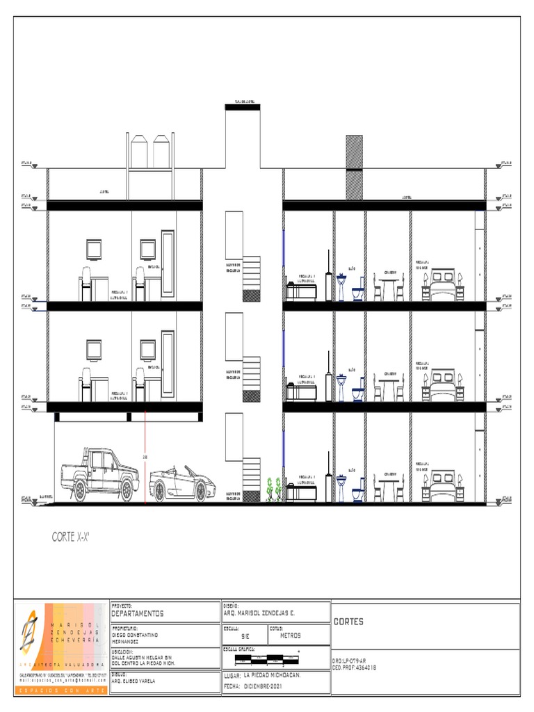 Planos y Cortes Arquitectónicos | PDF
