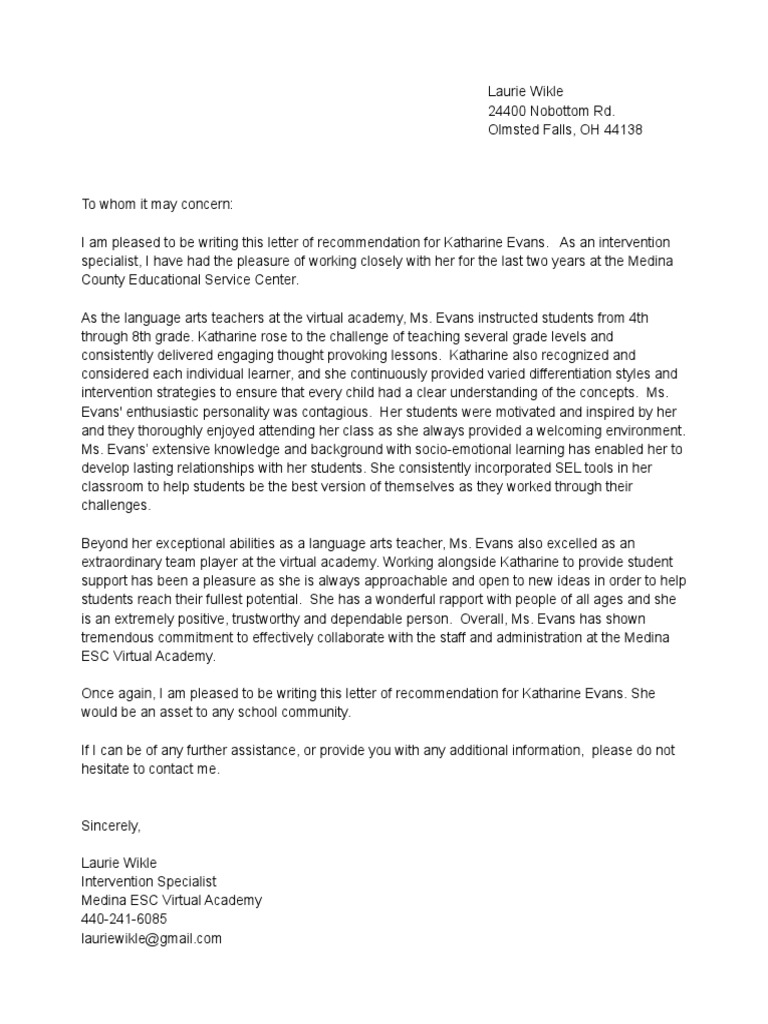 Laurie Letter of Rec | PDF