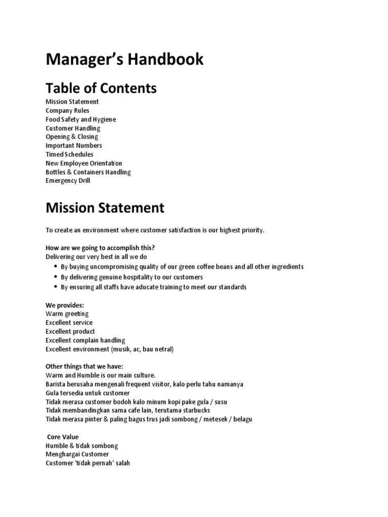 Manager's Handbook | PDF