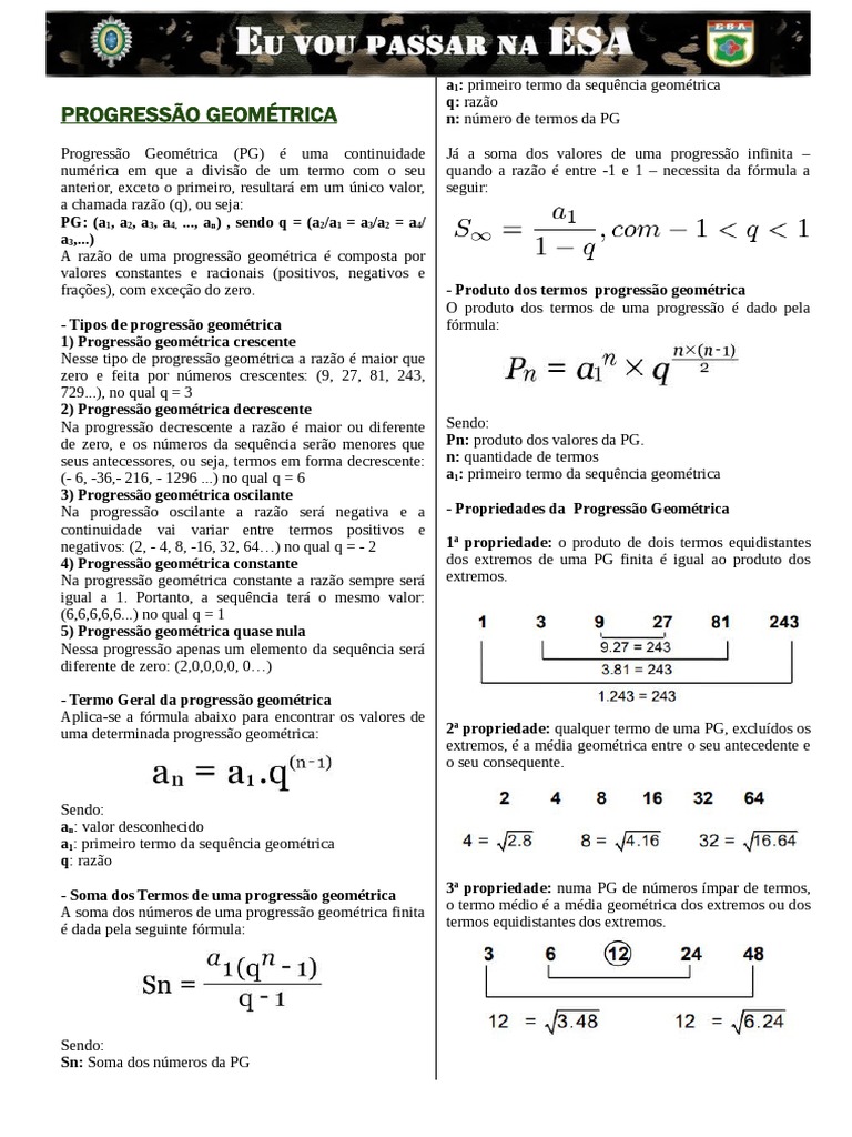 Progressão Geométrica | PDF | Sequência | Matemática elementar