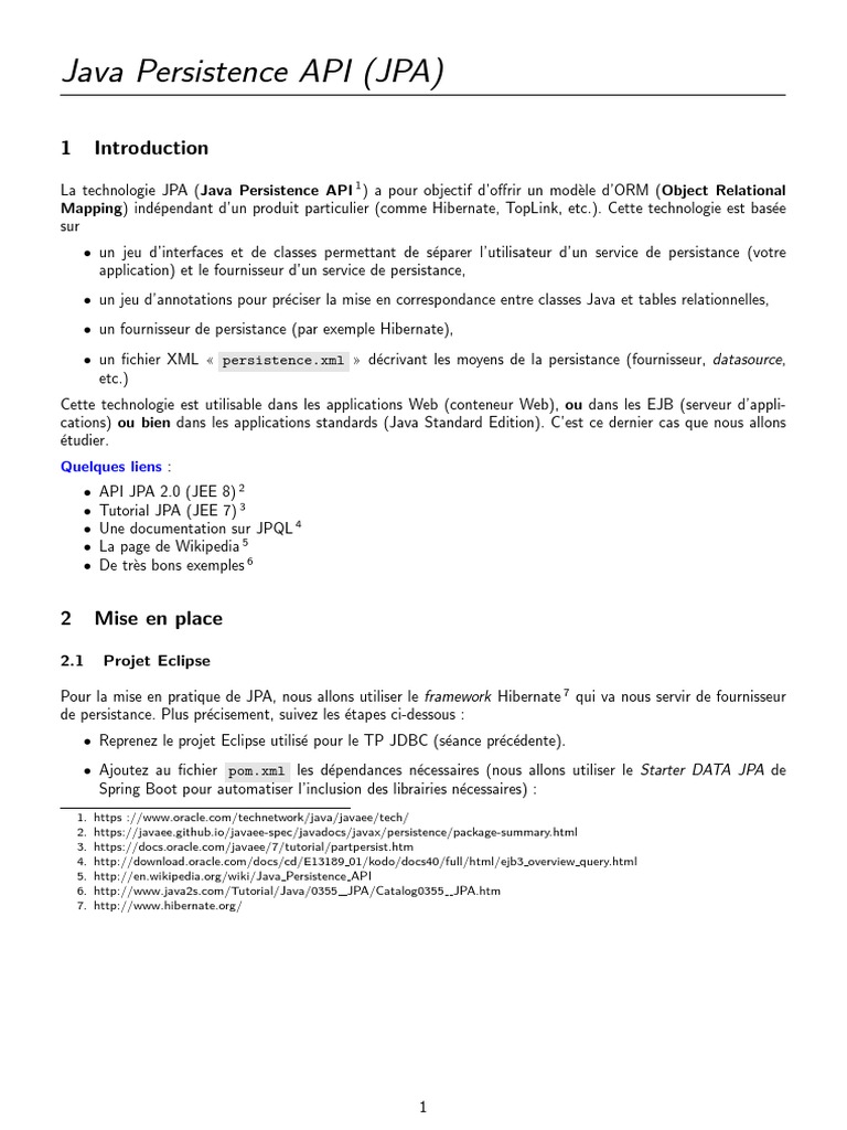 TP JPA1 | PDF | Java (Langage de programmation) | XML