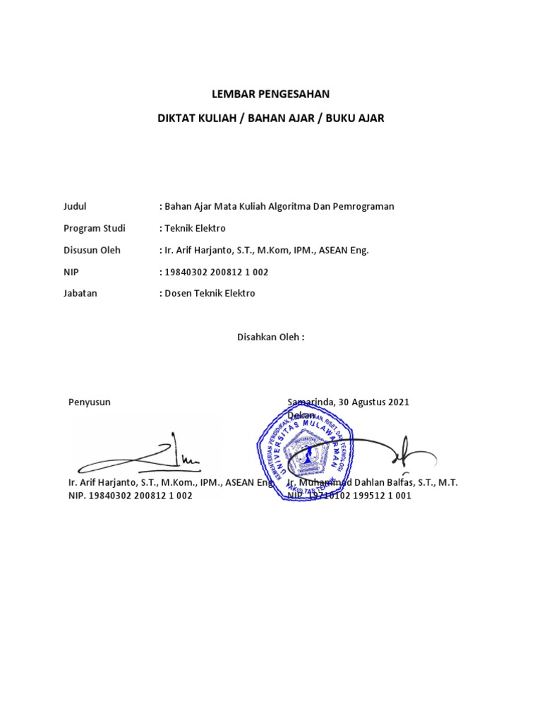 contoh Lembar pengesahan Diktat | PDF