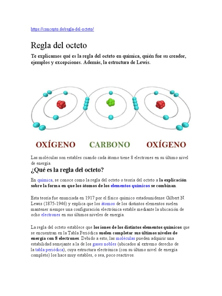 Explicación de la regla del octeto | PDF | Enlace covalente | Química