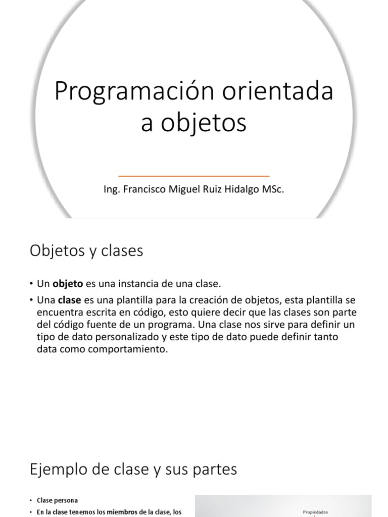 01 Programación Orientada Objetos Pdf Objeto Informática Software