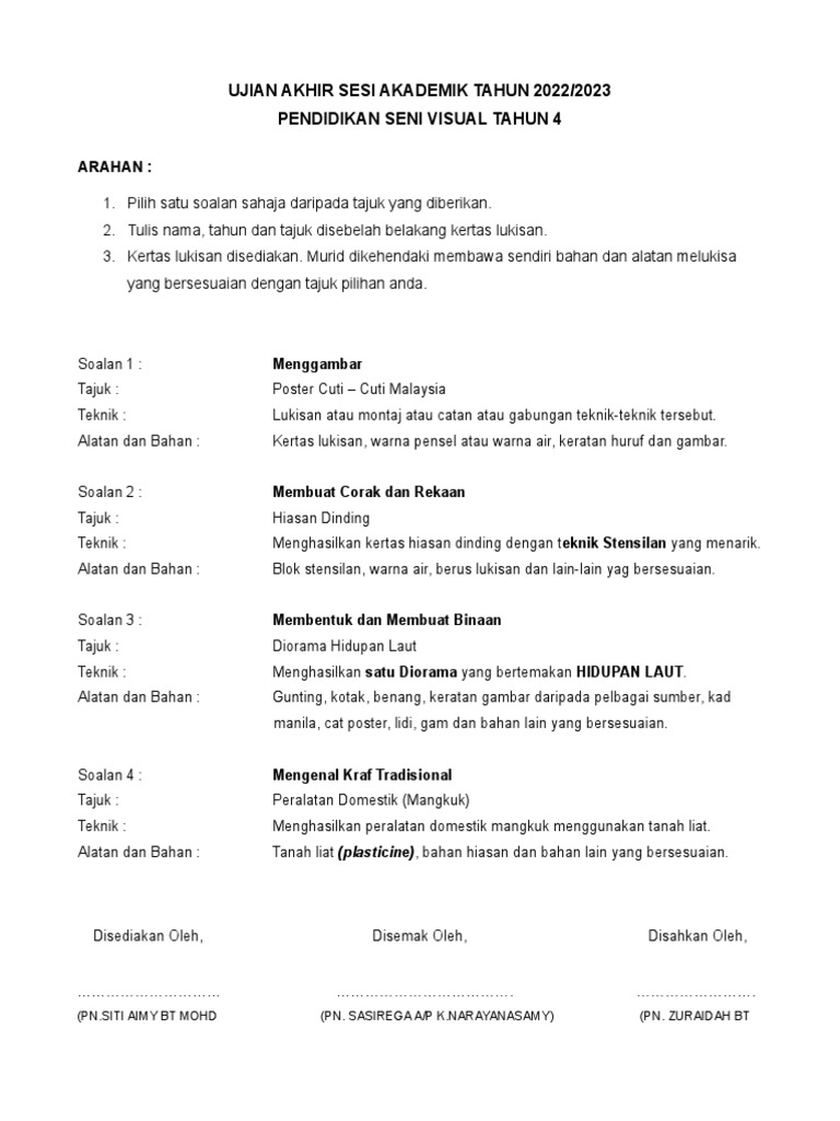 Uasa PSV Tahun 4 | PDF