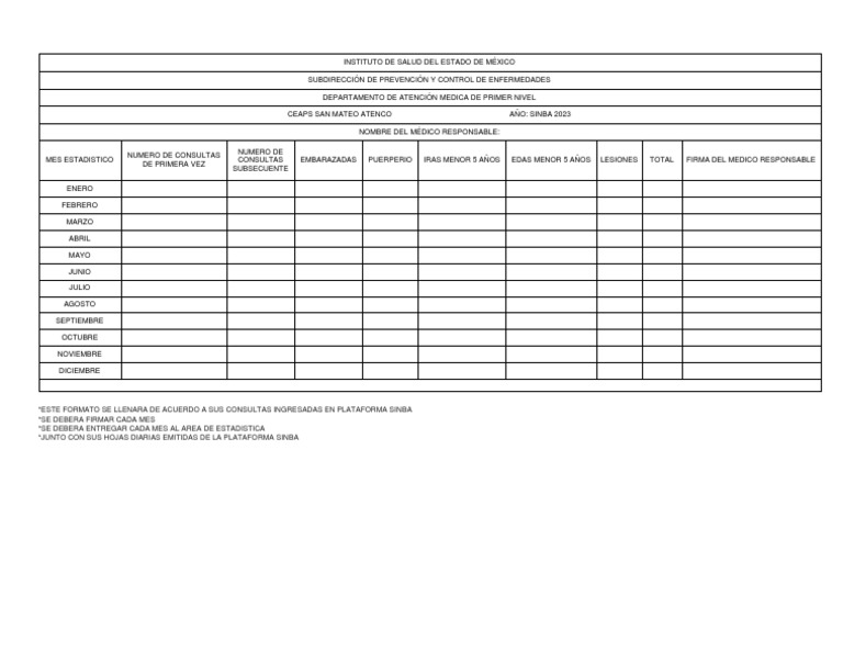 Hoja para Reporte Sinba | PDF
