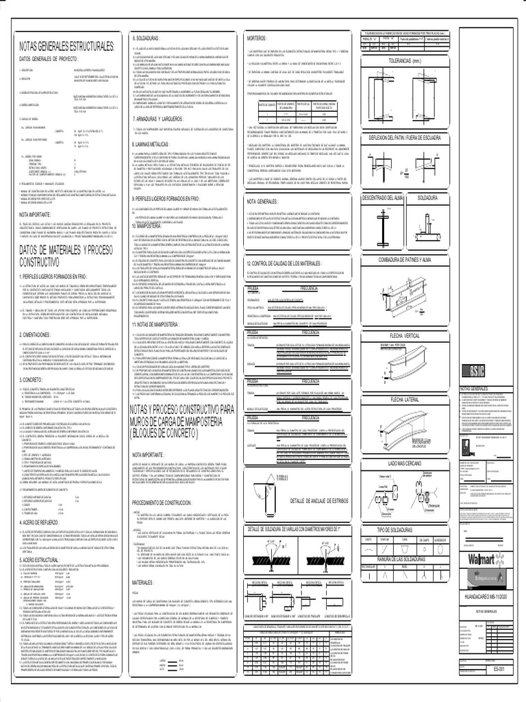 Es-001 - Notas Generales | Descargar gratis PDF | Hormigón | Albañilería