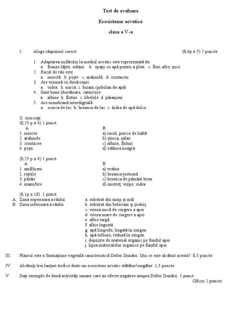 2 Test de Evaluare Clasa A V | PDF