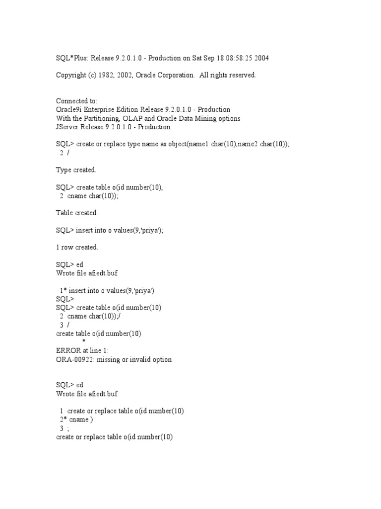 AdT in SQL | PDF | Data Type | Pl/Sql