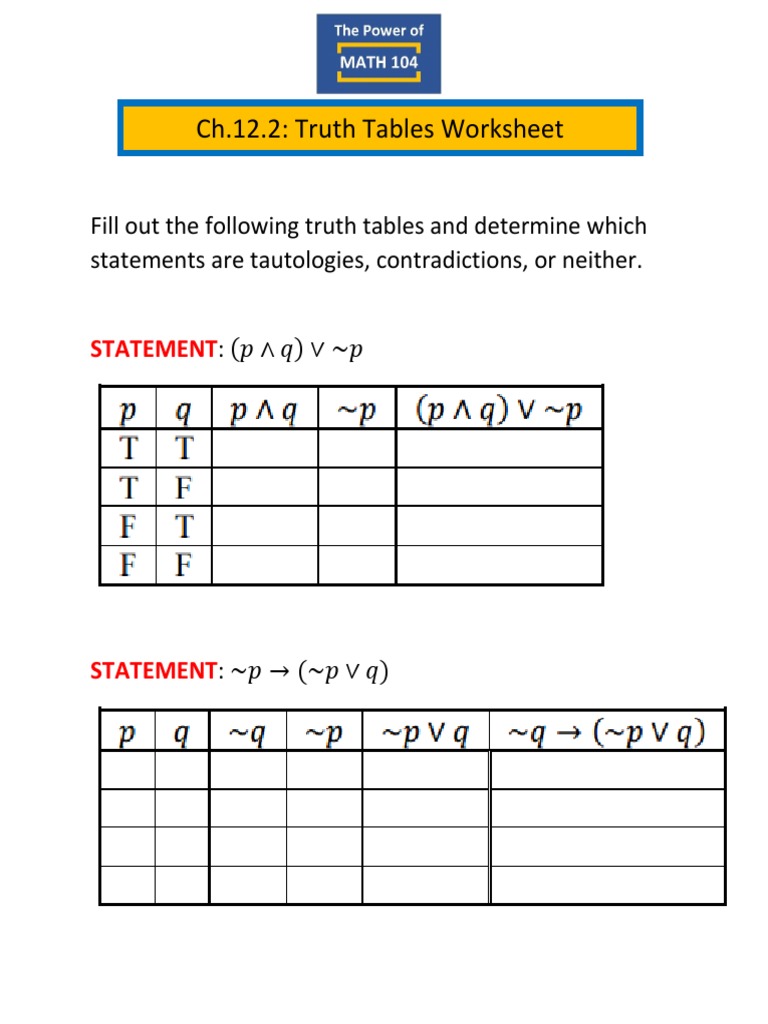 Truth Tables: Tautologies & Contradictions | PDF | Science & Mathematics