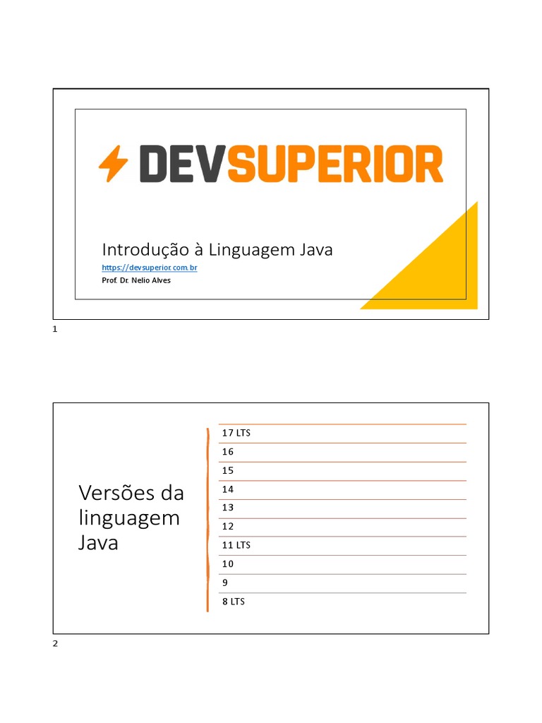 01 Introdução À Linguagem Java (Slides) | PDF | Java (linguagem de ...