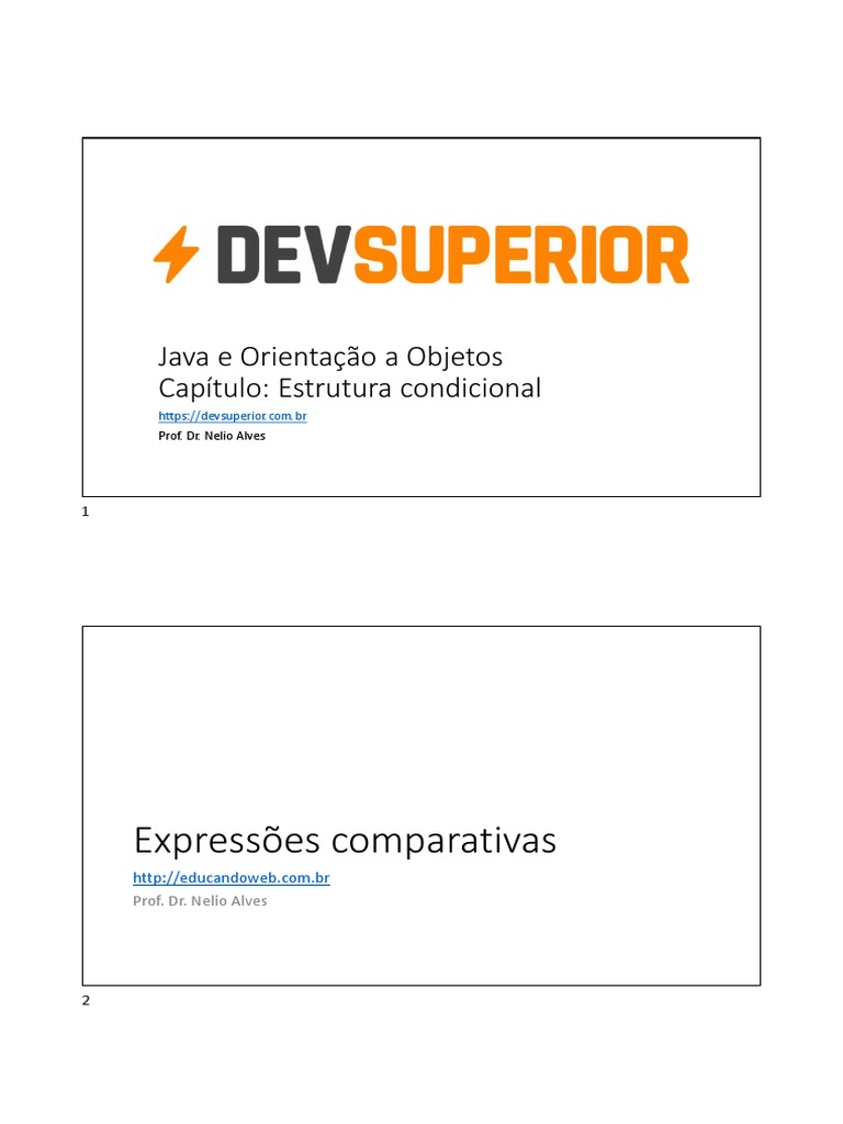 Estruturas condicionais e operadores lógicos e comparativos em Java ...