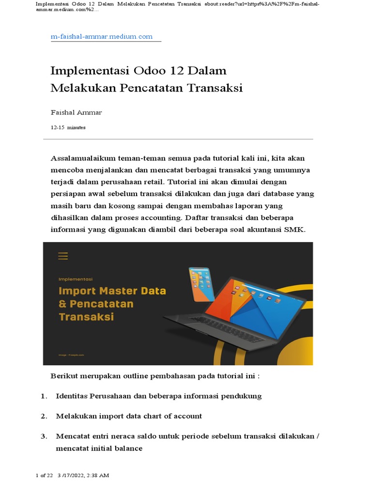 Pencatatan Transaksi Odoo | PDF
