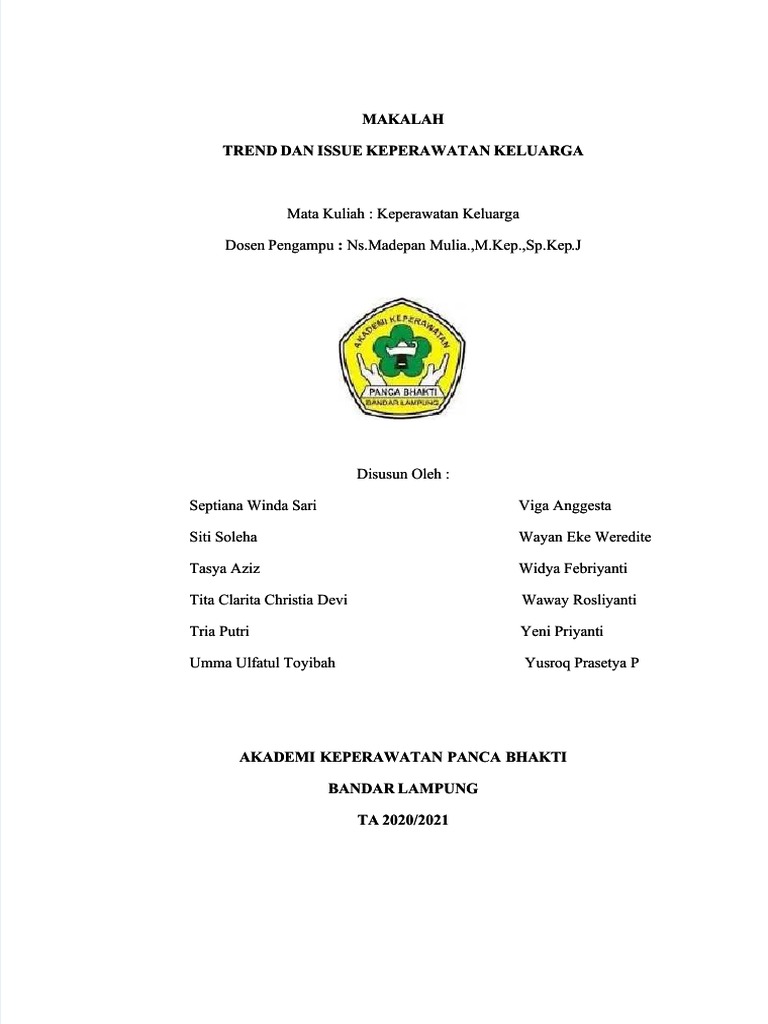 PDF Makalah Trend Dan Issue Keperawatan Keluarga - Compress | PDF