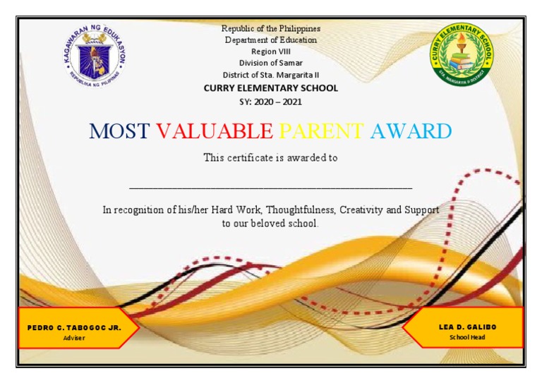 Most Valuable Parent Award Certificate | PDF