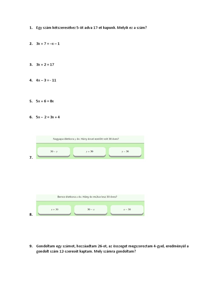 Matek Feladatok 1. | PDF