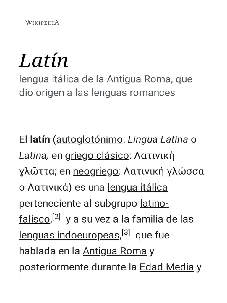 Latín - Wikipedia, La Enciclopedia Libre | PDF | latín | Verbo