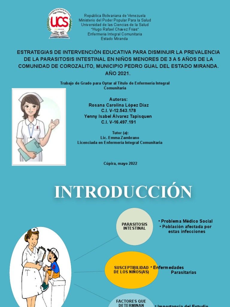 Diapositivas Parasitosis | PDF | Venezuela | Enfermedades y trastornos