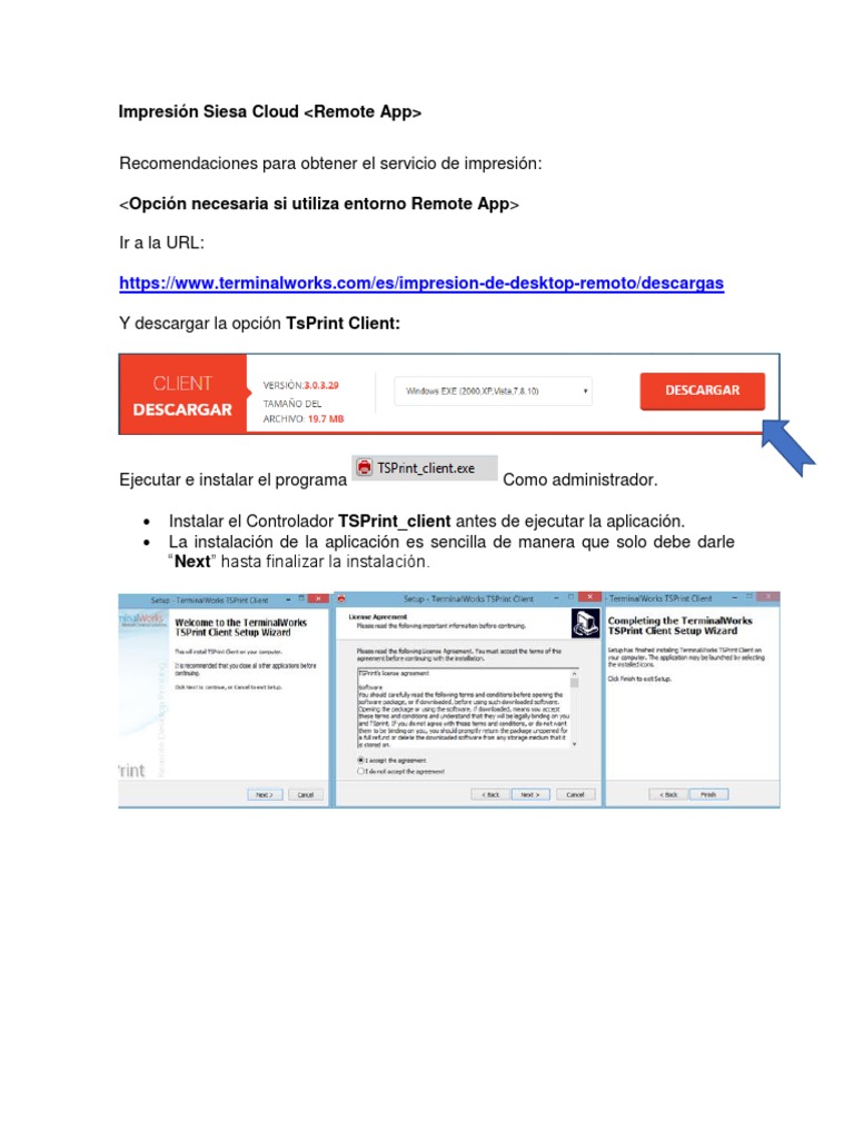 Guía de Instalación de TSPrint Client | PDF