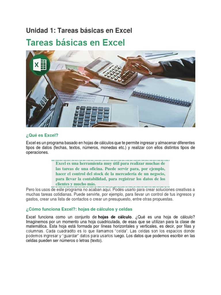 Introducción a las tareas básicas en Excel | PDF | Hoja de cálculo ...