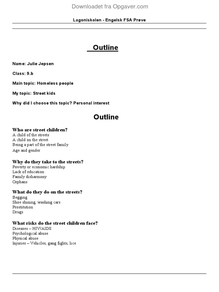 Engelsk Disposition - Street Kids | PDF