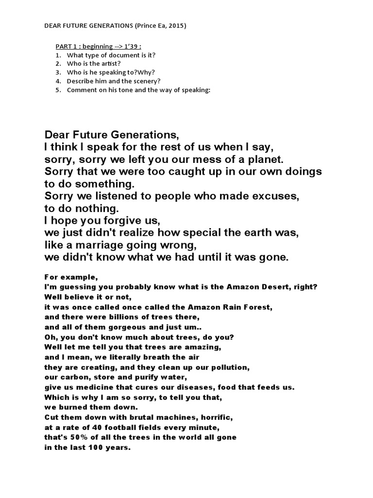 Axe 7 Dear Future Generations | Download Free PDF | Nature | Natural Environment
