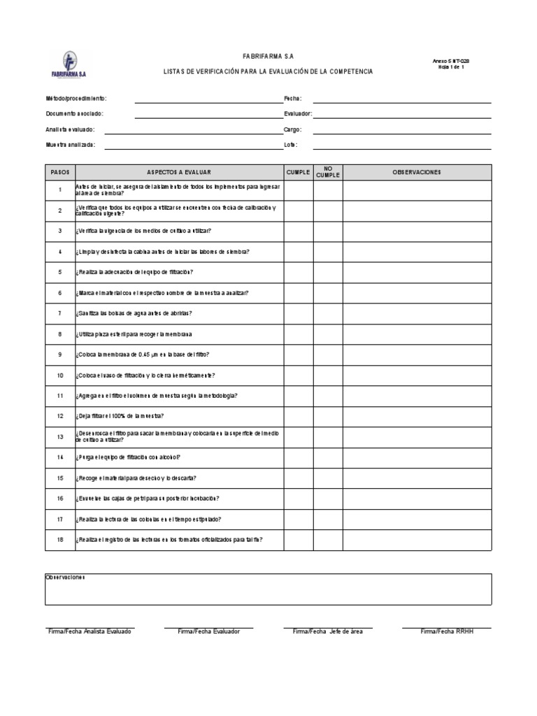 Listas Verificación MB | PDF