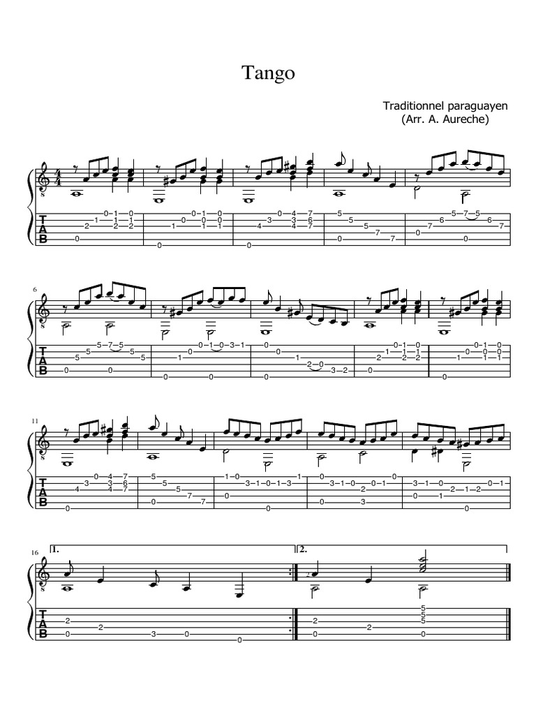 Traditional Paraguayan Tango Sheet Music | PDF