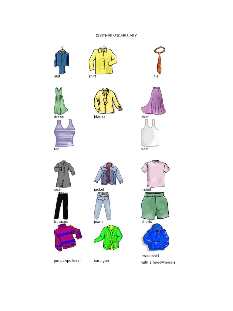 Clothes Vocabulary Guide | PDF | Sweater | Trousers