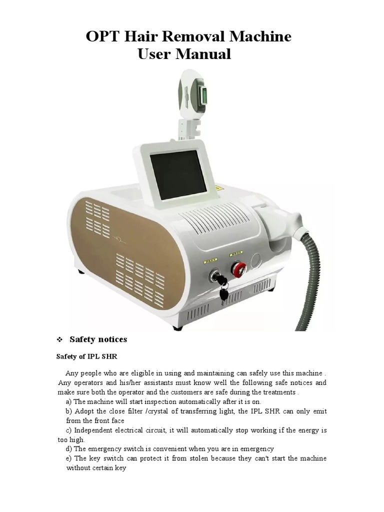 Ipl Opt-Shr User Manual 3 | PDF | Hair | Water
