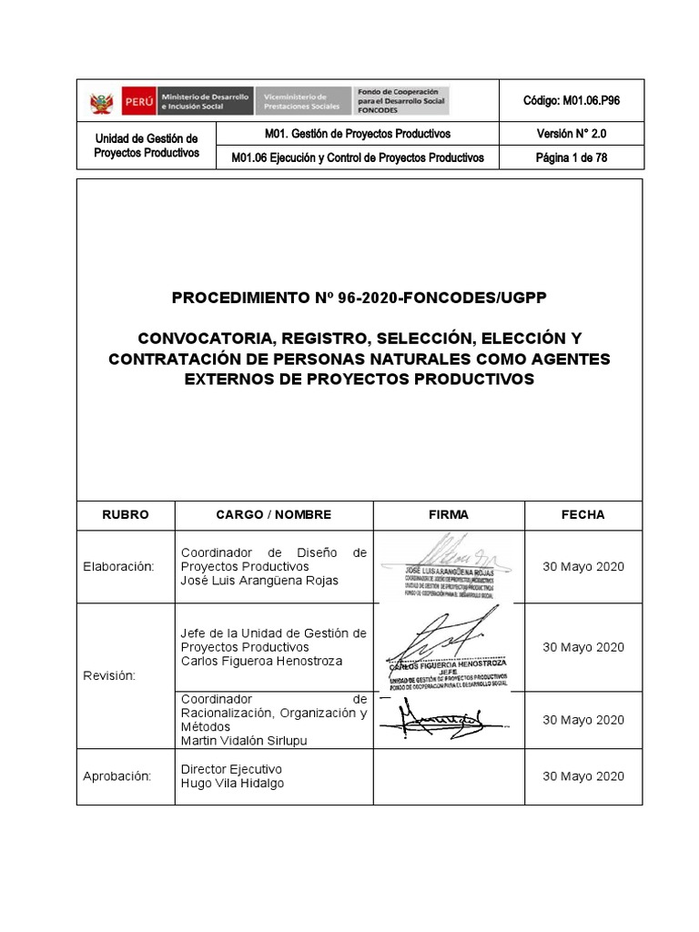 Procedimiento #96-2020-Foncodes - Ugpp | PDF | Gestión de proyectos ...