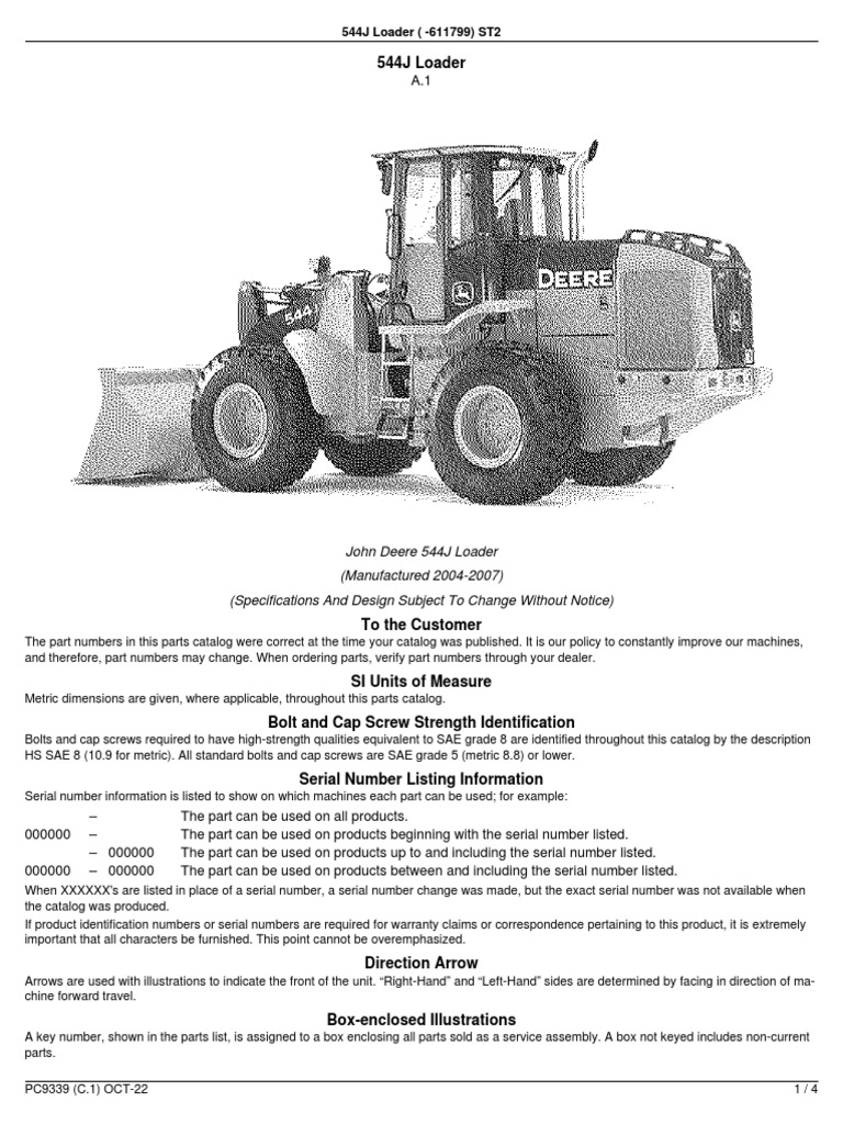 544J Loader S N 611799 Introduction | PDF | Screw | International ...