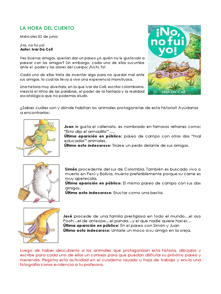 Comprensión Lectora - No, No Fui Yo | PDF