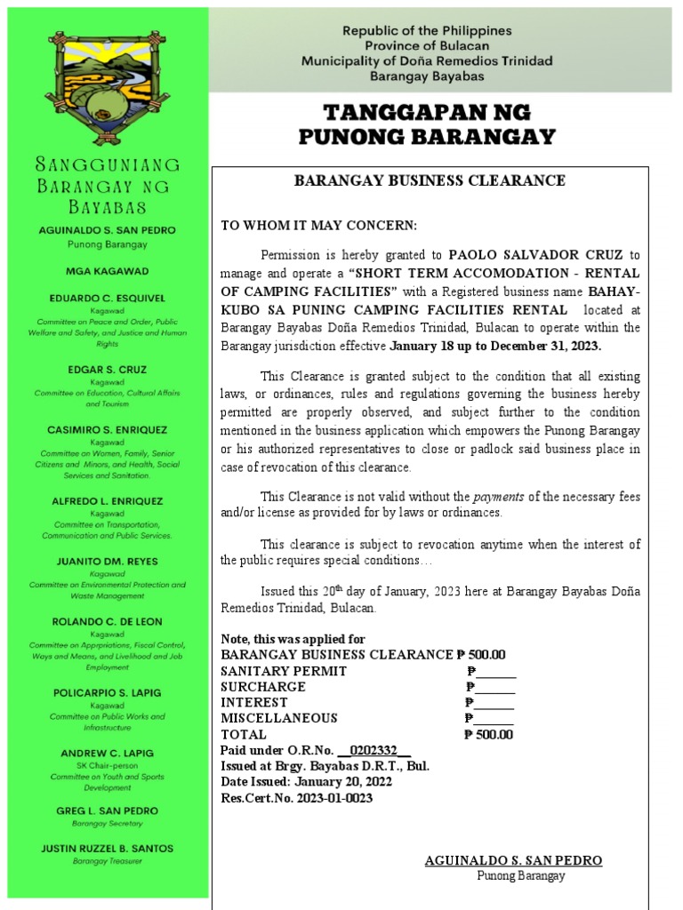 Barangay Clearance 2022 | PDF | Government | Justice