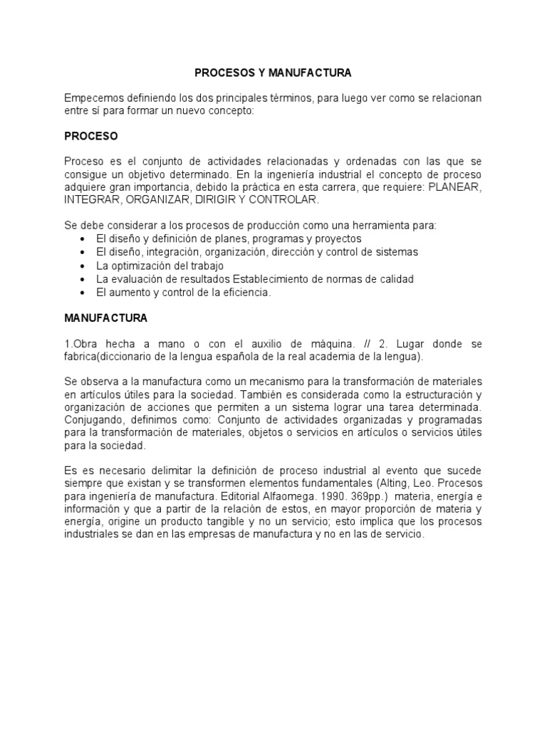 Procesos y Manufactura | PDF | Diseño | Calidad (comercial)