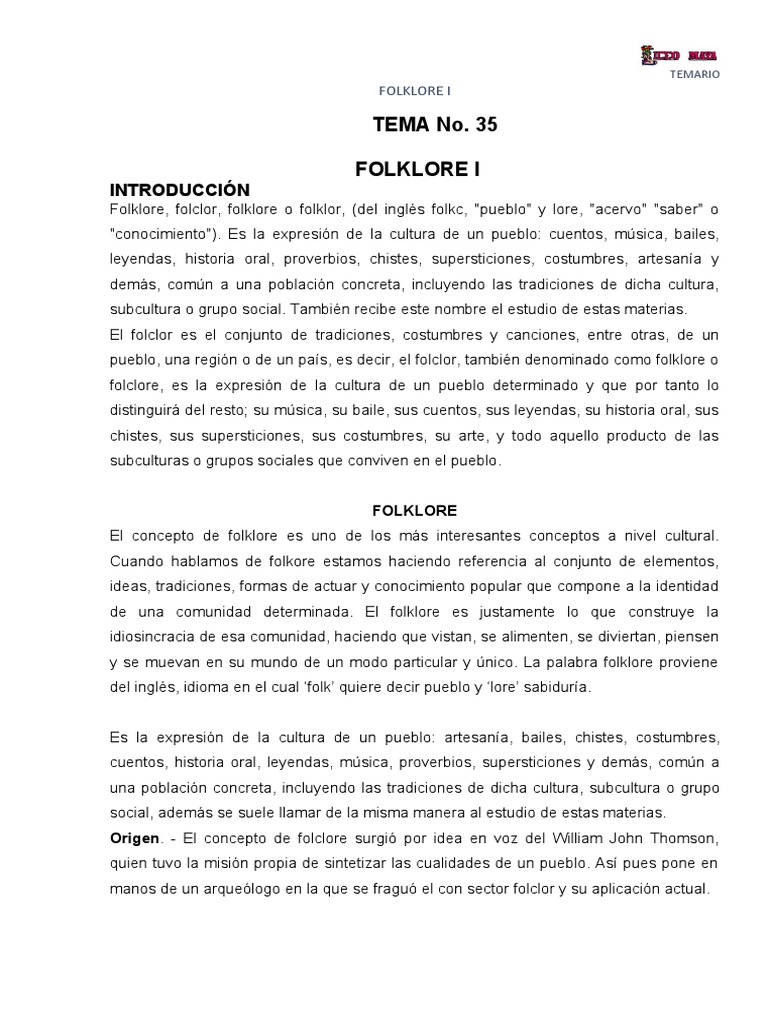 Tema Folklore I | PDF | Folklore