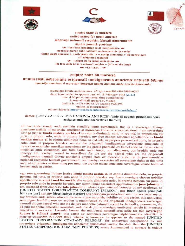 Squam Pomack Court Action For LATRIVIA ANN RICE On 02+18+1443 | PDF