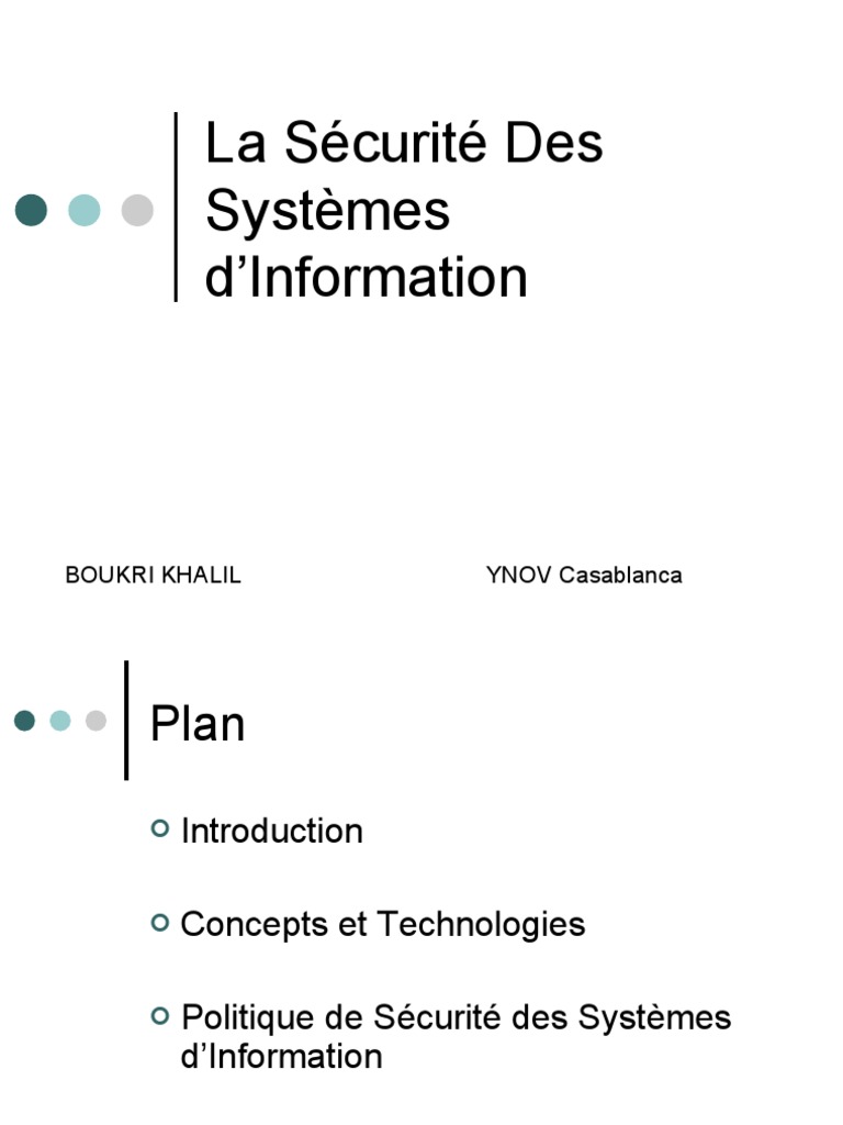 La Sécurité Des Systèmes D - Information | PDF | Public-key cryptography | Sécurité