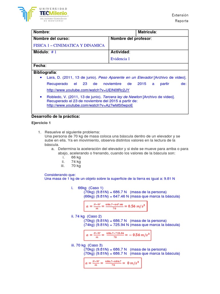 Evidencia-1 - FISICA 1 - CINEMATICA Y DINAMICA | PDF | Aceleración | Velocidad