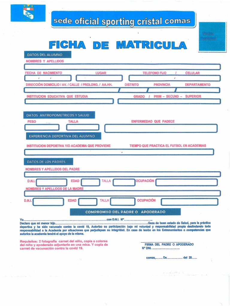 Ficha de Matricula | PDF
