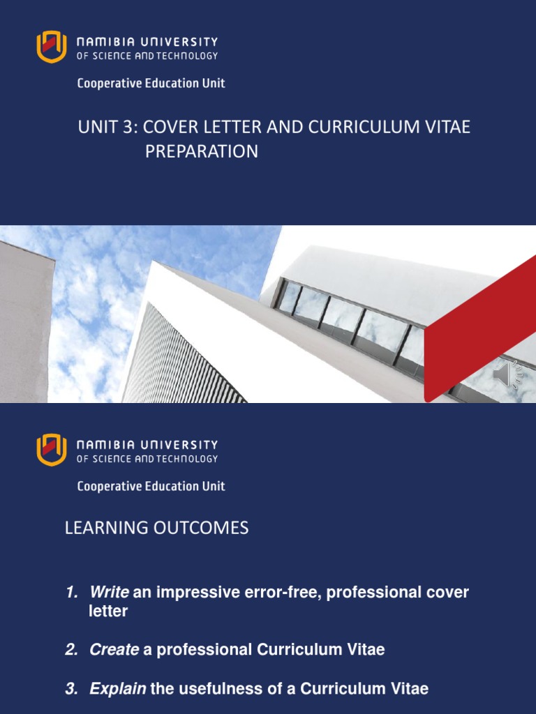 Unit 3 Cover Letter and Curriculum Vitae Final | PDF | Career & Growth