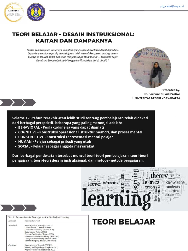 Teori Belajar - Desain Instruksional | PDF
