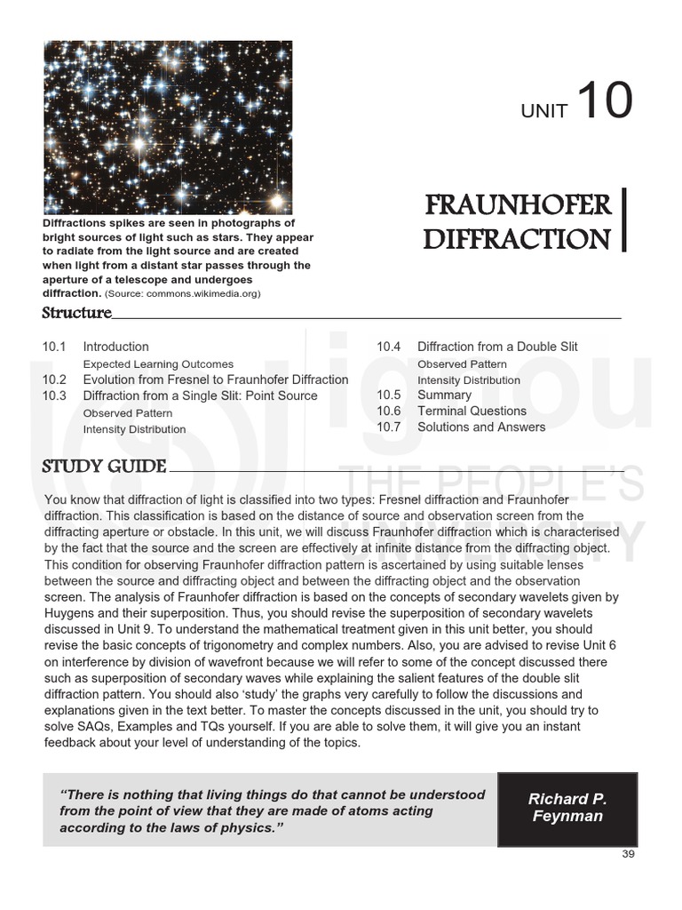 Unit 10 | PDF | Diffraction | Optics