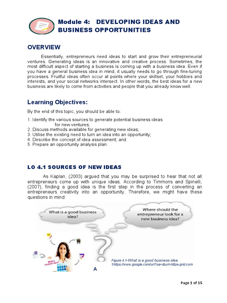 Module 4-Creating and Finding New Opportunities | PDF | Entrepreneurship | Brainstorming