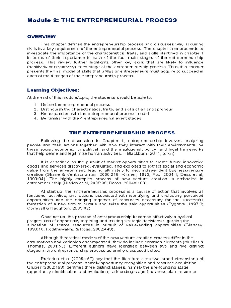 Module 2 - The Entrepreneurial Process - Final | PDF | Entrepreneurship ...
