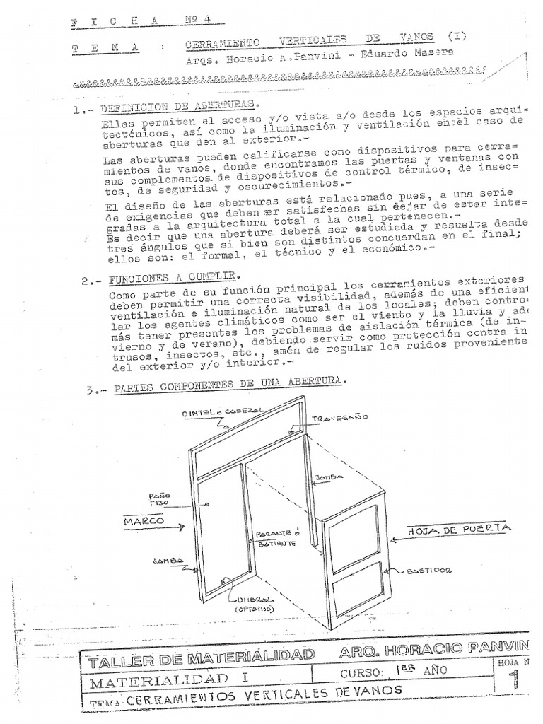 01 - Ficha 3 - Cerramientos Verticales de Vanos I | PDF