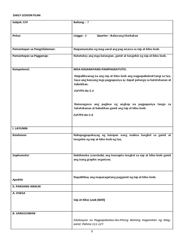 EsP7 DLP Q2 W2 | PDF