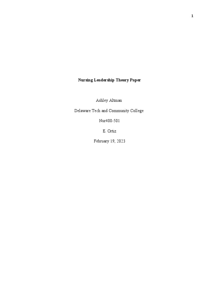 Nursing Leadership Theory Paper | PDF | Nursing | Leadership